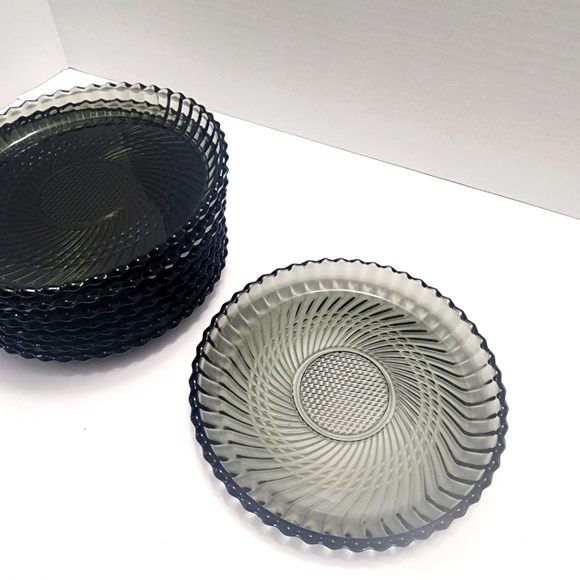 Libbey | Dining | Mid Century Set Of 8 Libbey Smoked Gray Diamond Swirl ...